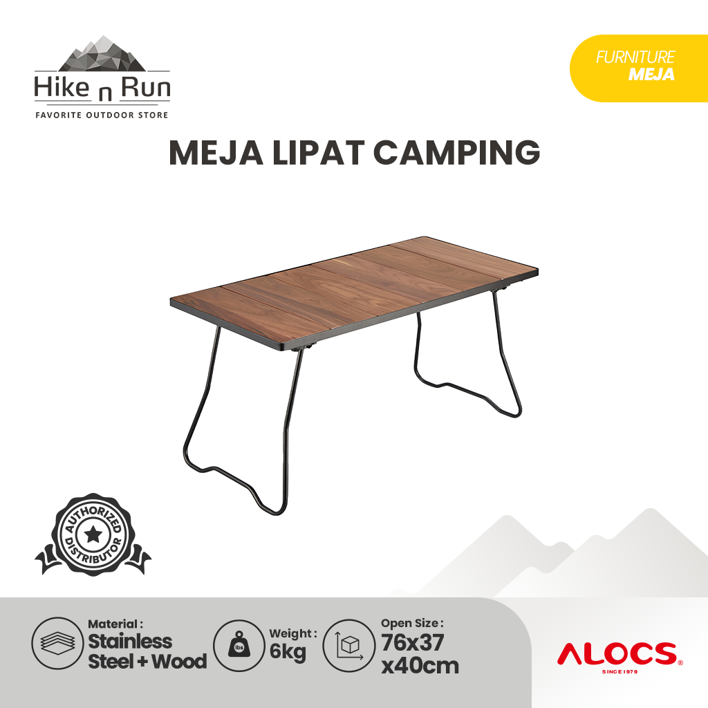 Meja Lipat IGT Alocs KD04SW Stainless Folding Table With Wood Panel ...
